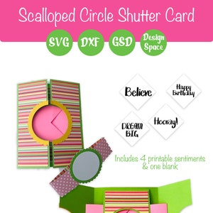 Scalloped Circle Shutter Card SVG, Cricut SVG, Silhouette SVG, Card Template - Etsy