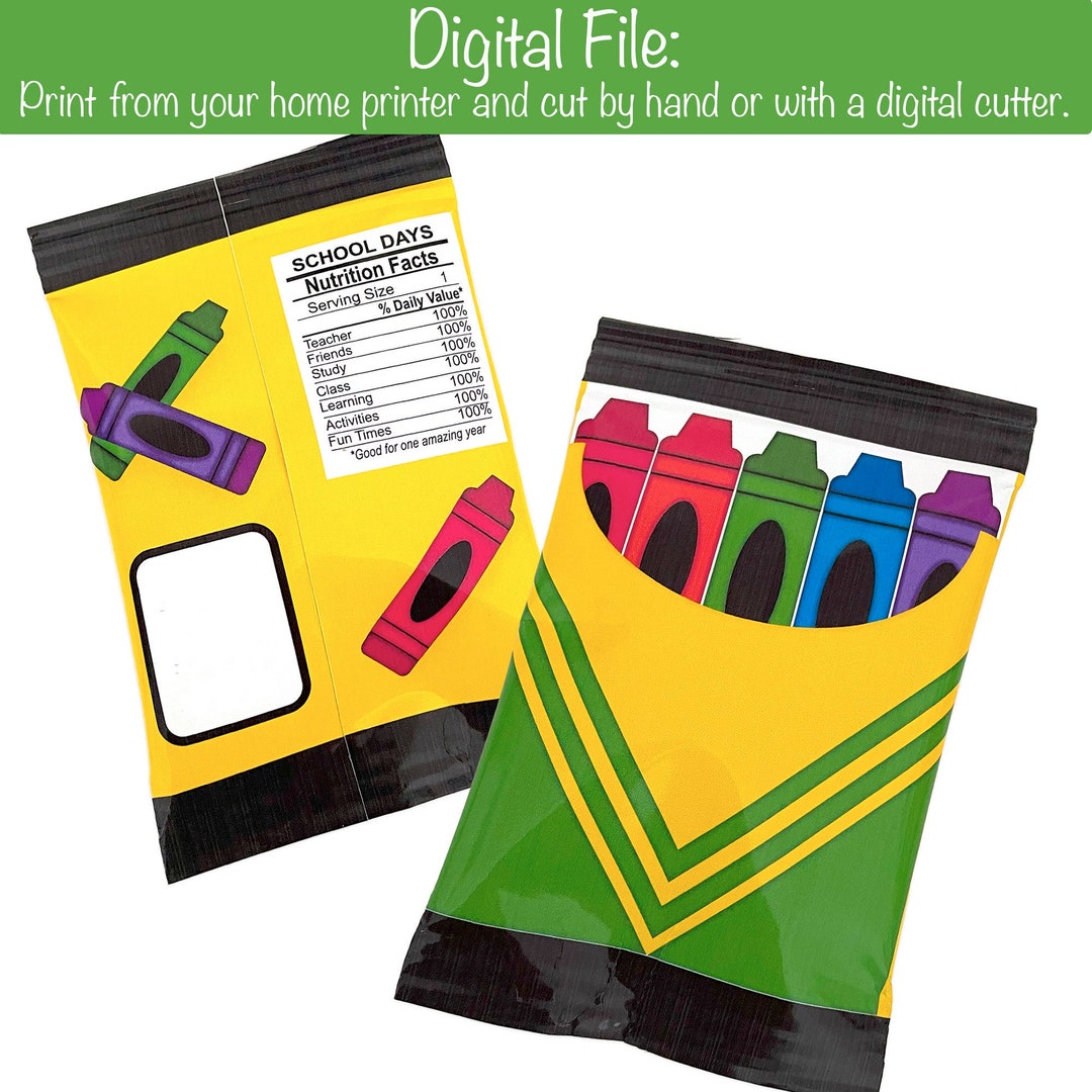 Printable Crayon Box School Chip Bags, Print Then Cut SVG, Teacher ...