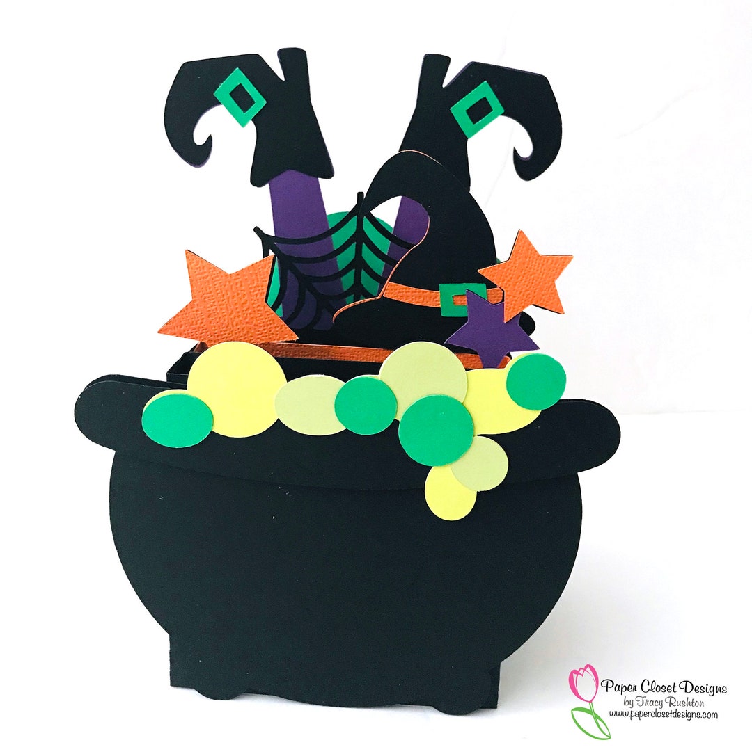 Witches Calderon Box Card SVG for Cricut and Silhouette, DXF, GSD ...