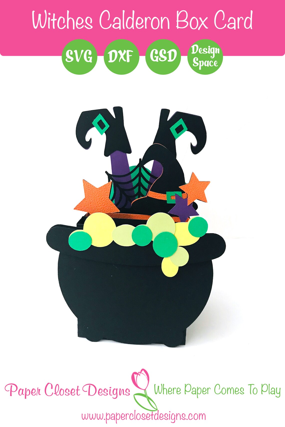 Witches Calderon Box Card SVG for Cricut and Silhouette, DXF, GSD ...