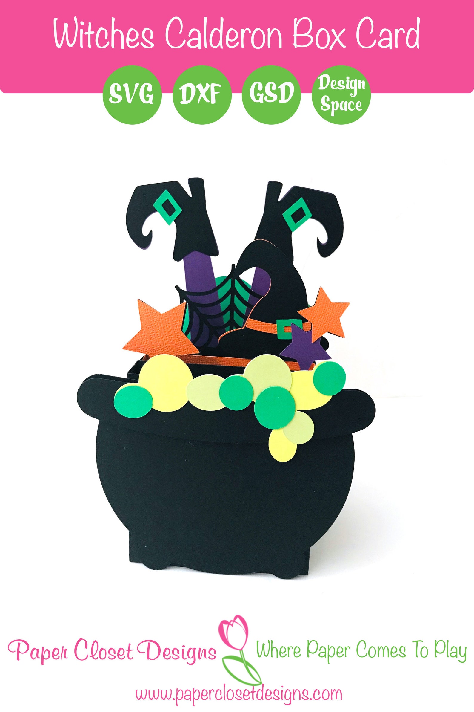 Witches Calderon Box Card SVG for Cricut and Silhouette, DXF, GSD ...