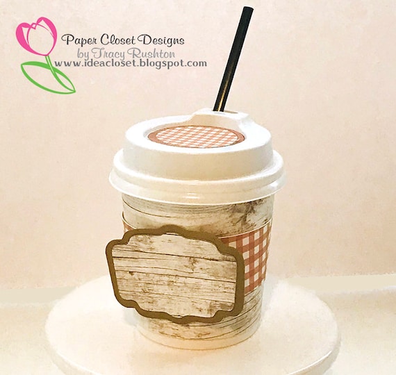 4 oz Mini Coffee Cup Sleeve With Label and Tag SVG Cricut Silhouette dxf gsd Template UPDATED