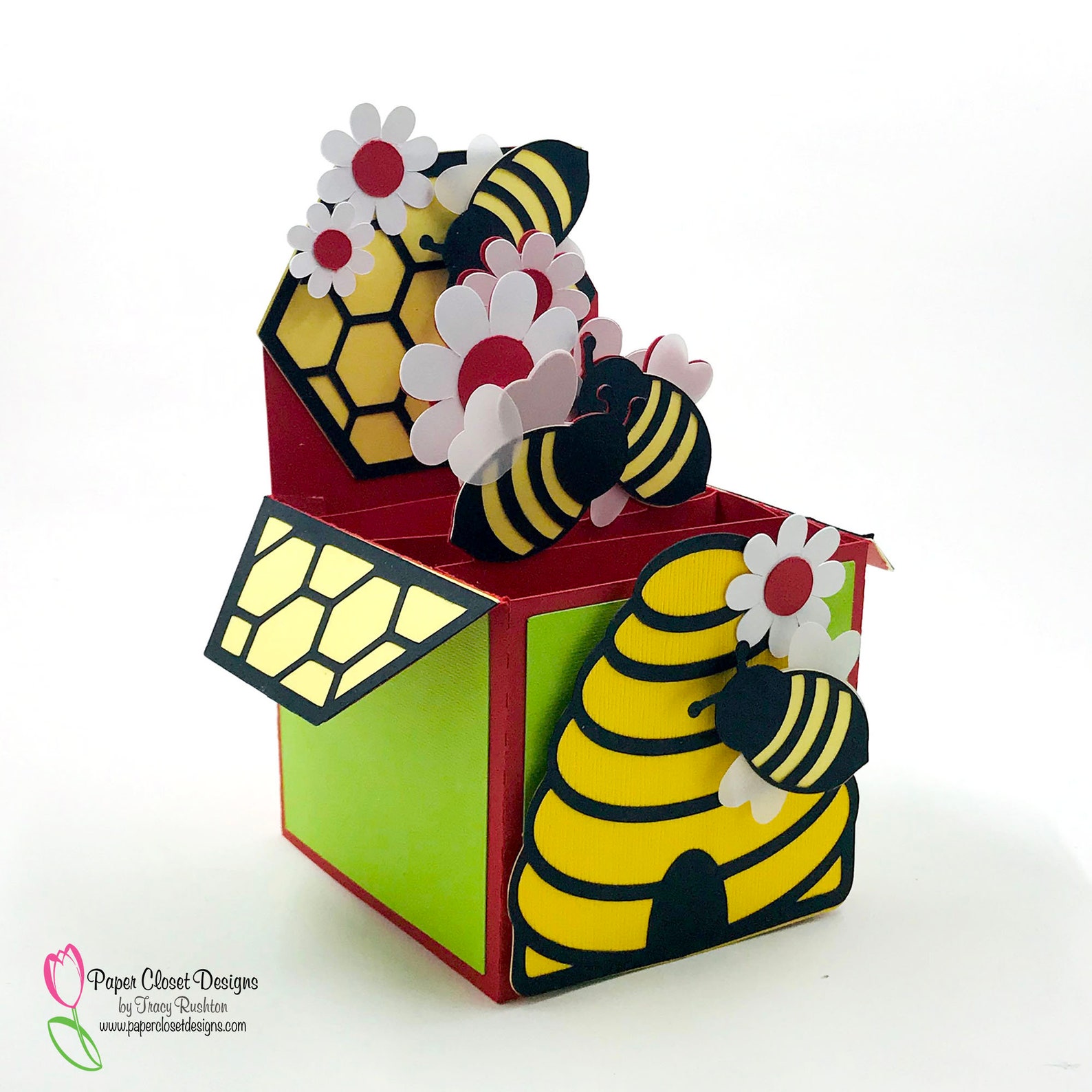 Bees Beehive and Honeycomb Box Card SVG DXF GSD Cricut and - Etsy