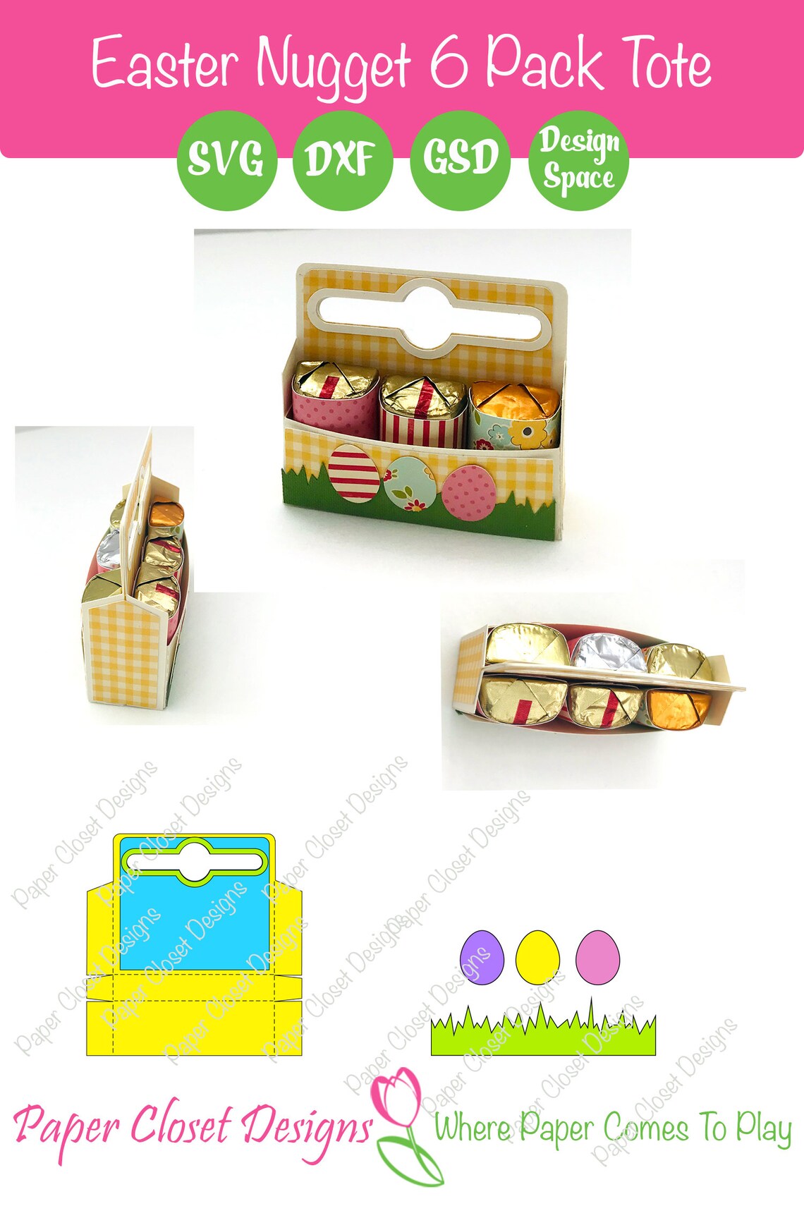 Easter Chocolate Nugget 6 Pack Tote 3D SVG Files UPDATED - Etsy