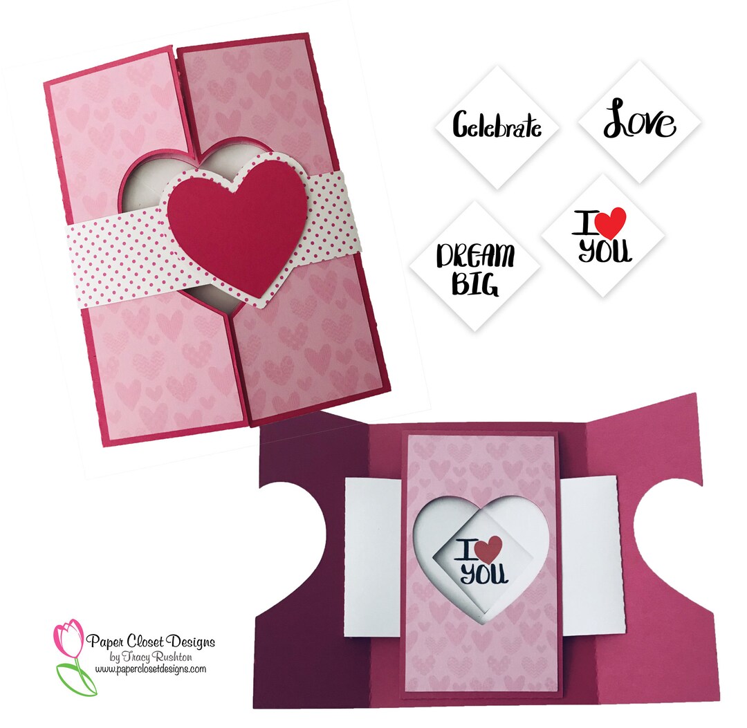 Heart Shutter Card SVG, Cricut SVG, Silhouette SVG, Card Template - Etsy