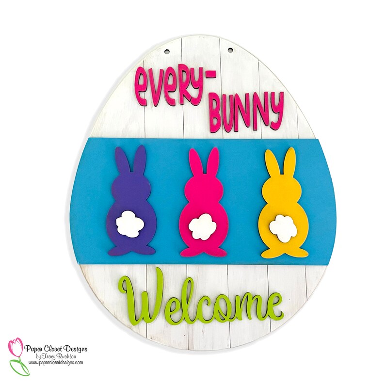 Every Bunny Welcome Wood Door Sign Glowforge Laser SVG File - Etsy