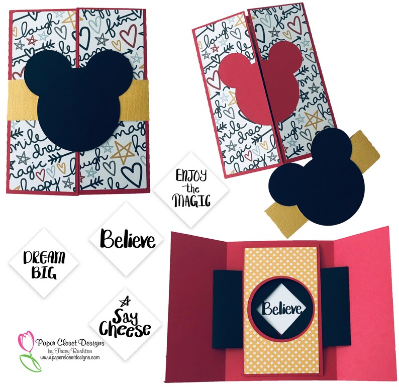 Mouse Ears Shutter Card SVG, Cricut SVG, Silhouette SVG, Card Template ...