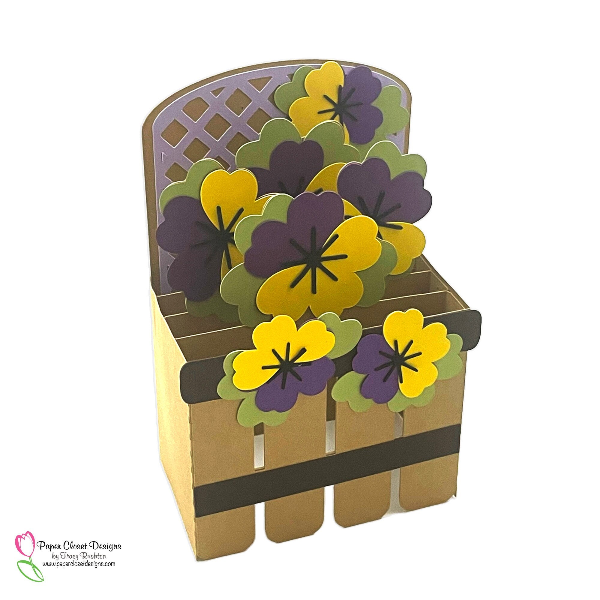 Pansy Garden Box Card SVG, DXF, GSD Cricut and Silhouette Files - Etsy UK