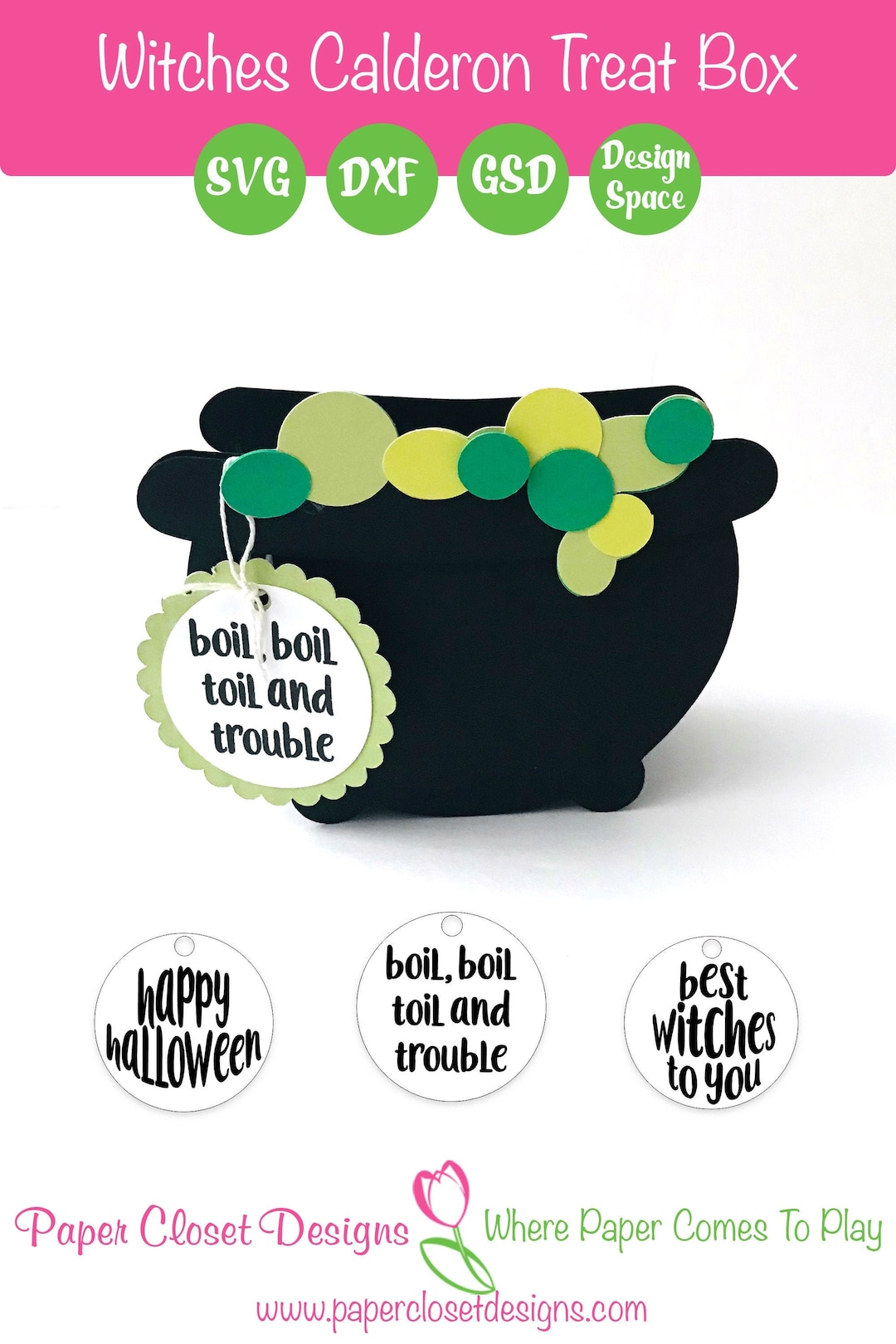 Witches Calderon Treat Box, Halloween, SVG Box Cricut , Silhouette GSD ...