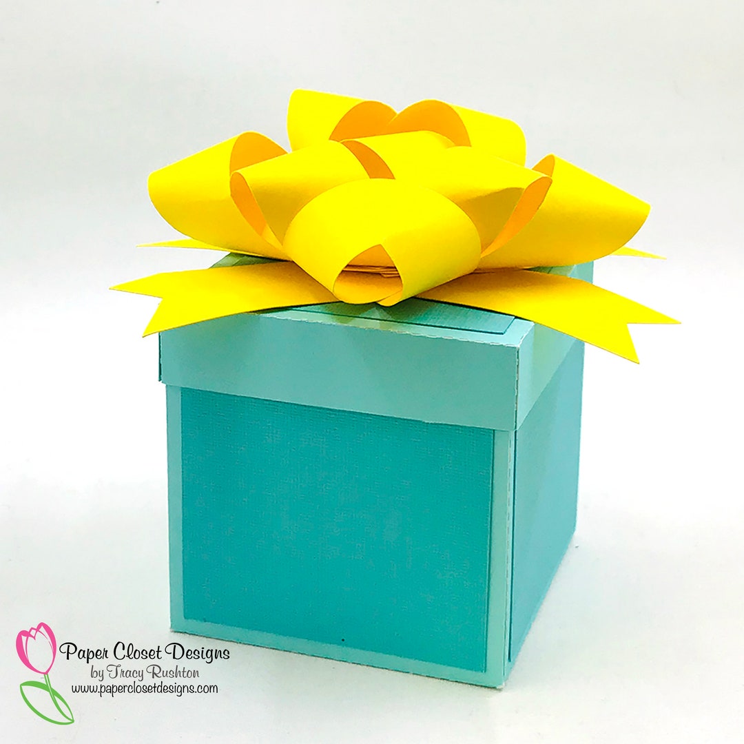 Box With 3D Bow and Tag Box, 3D SVG, Cricut, Silhouette, SVG, Box ...