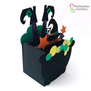 Witches Calderon Box Card SVG for Cricut and Silhouette, DXF, GSD ...