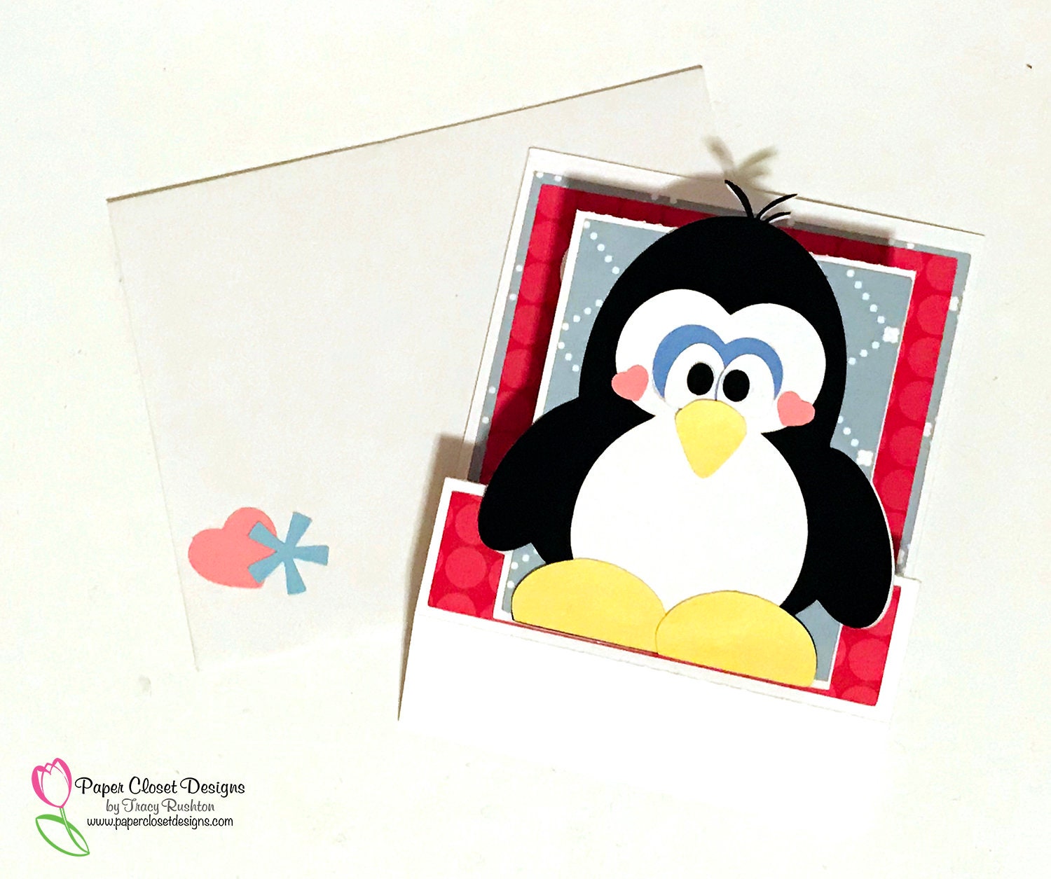 A2 Penguin 3D Flat Fold Card Svg Dxf Gsd Winter Template | Etsy