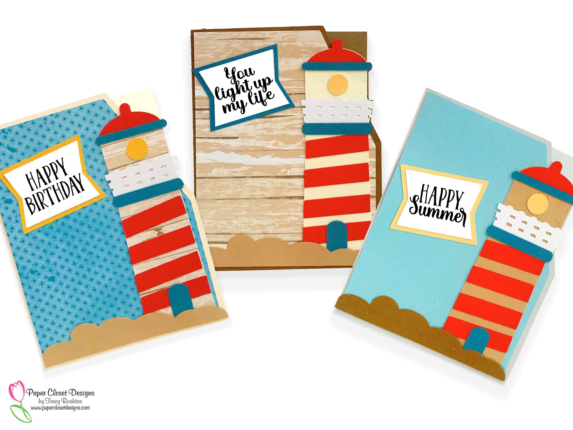 Lighthouse Cards With Printable Sentiments SVG Files - Etsy
