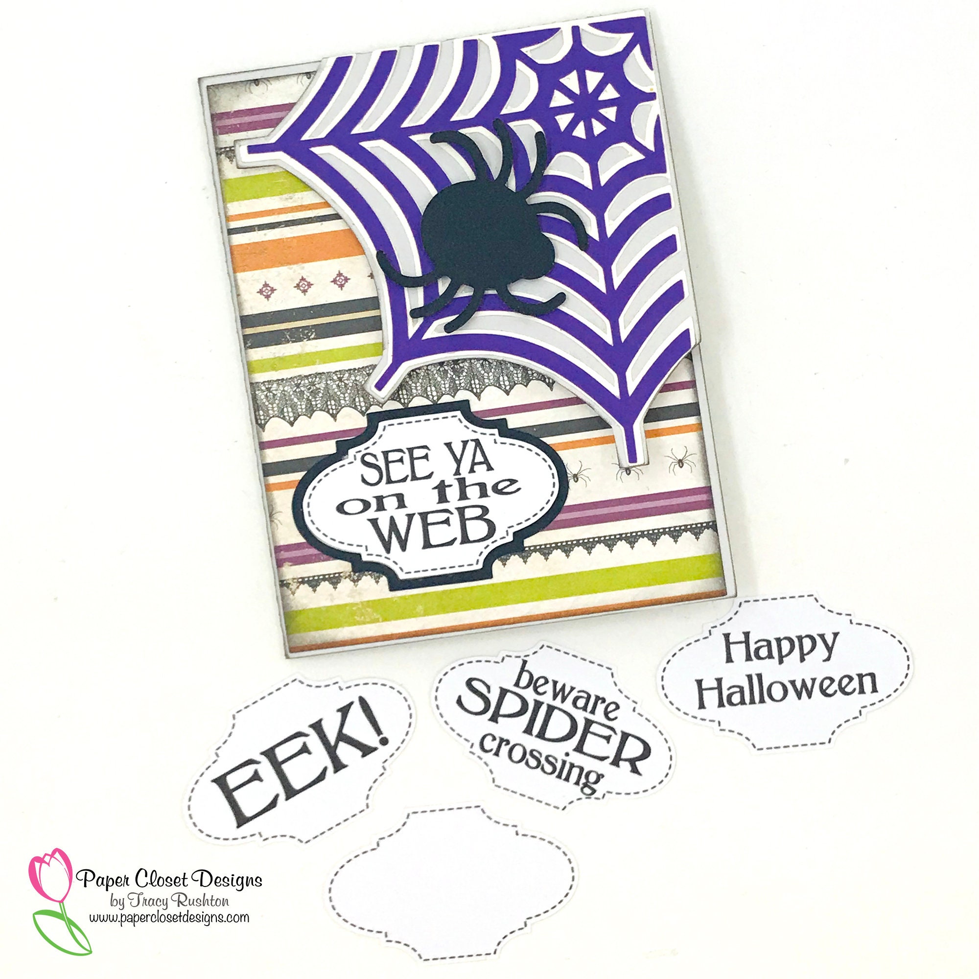 Spiderweb Double Fold Halloween Card SVG for Cricut and | Etsy