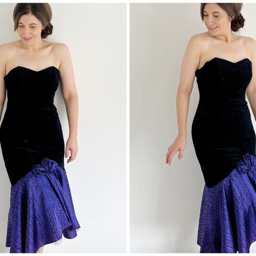 80s Black And White Dress Vintage Eighties Dress Cocktail Etsy