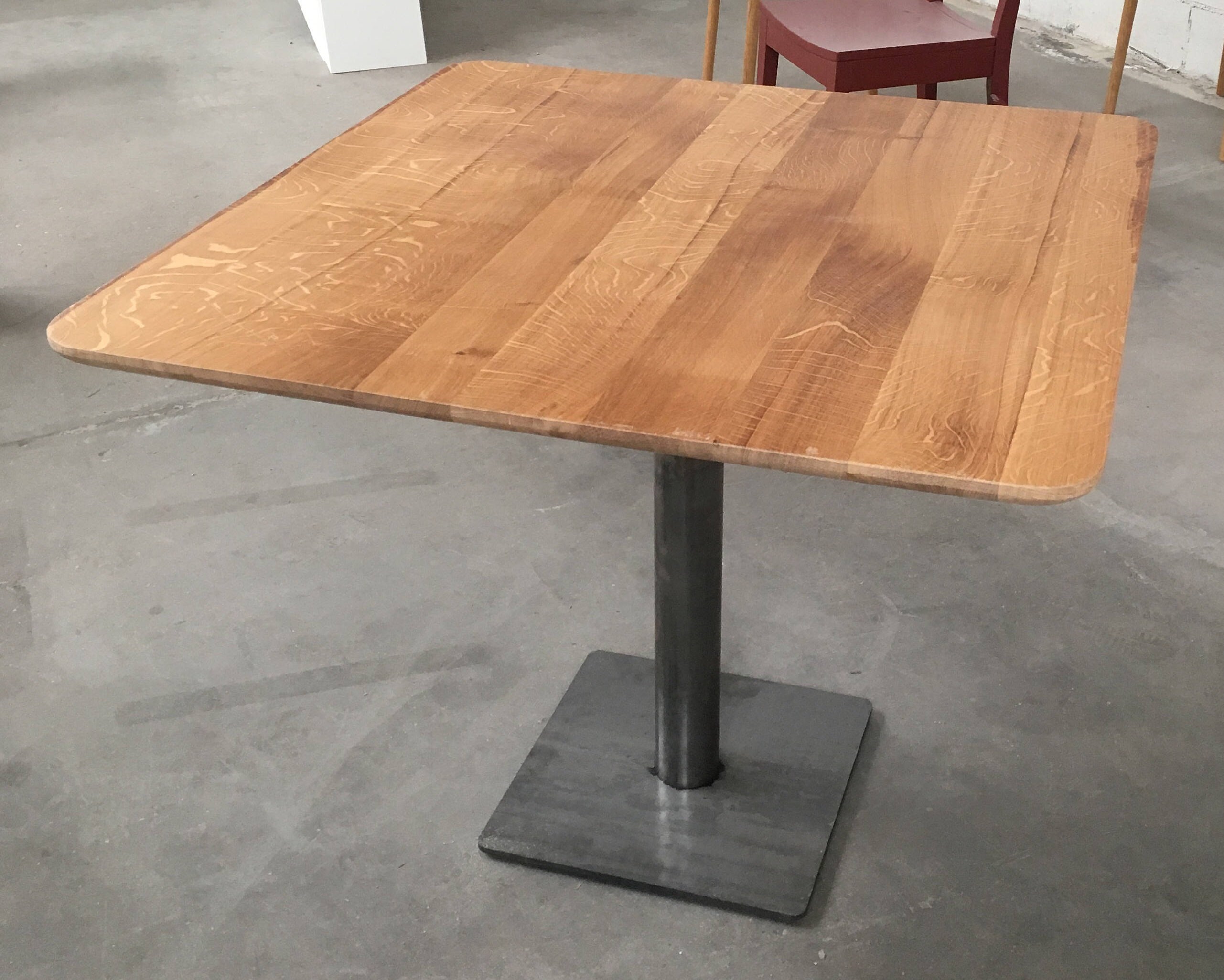 Dining Table Solid Wood Top Roundover Edge Wood Base - Etsy