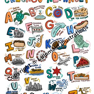 Chicago Alphabet Illustration Art Print - Etsy