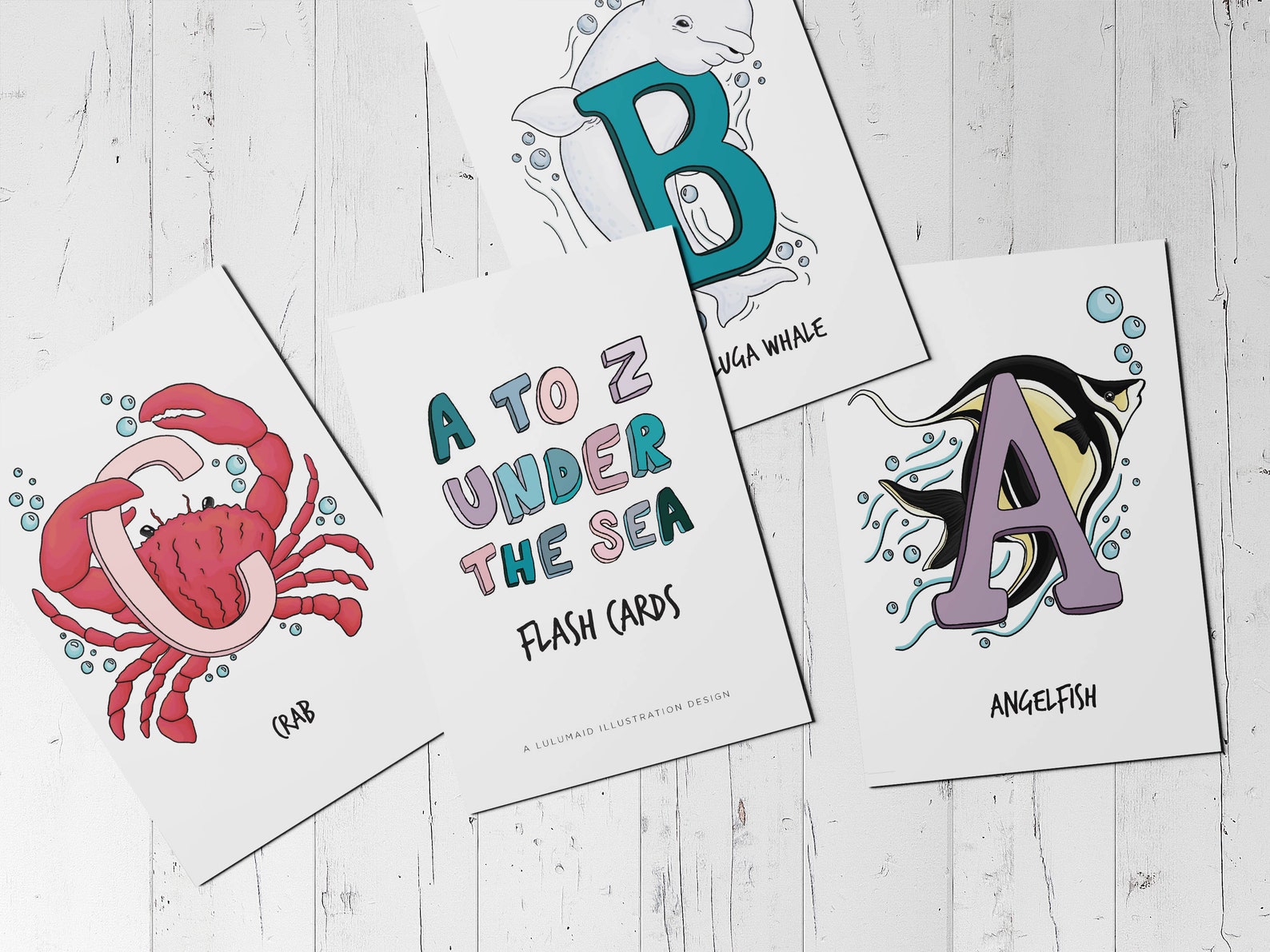 A to Z Under the Sea Alphabet Illustrated Flash Cards - Etsy