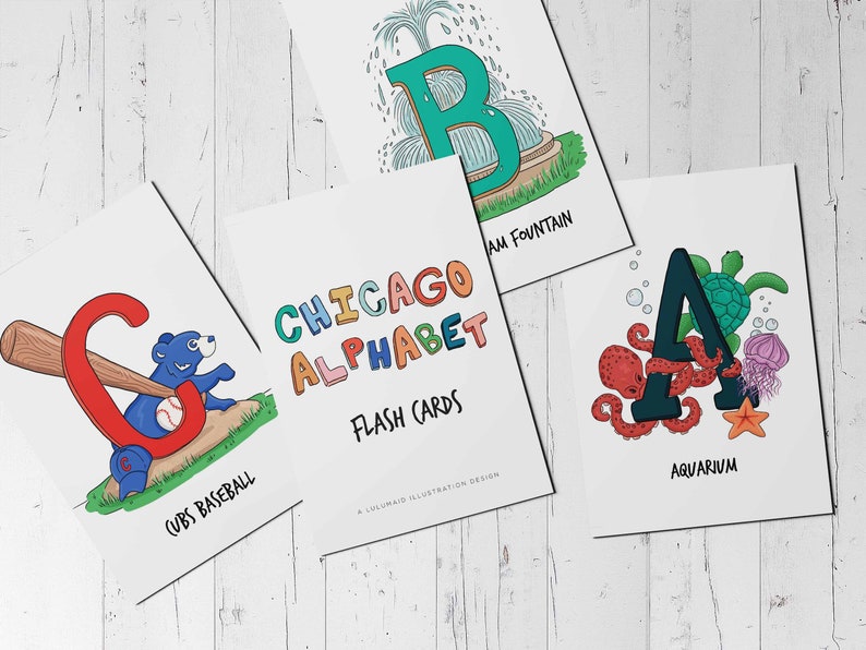 Chicago Alphabet Illustrated Flash Cards - Etsy