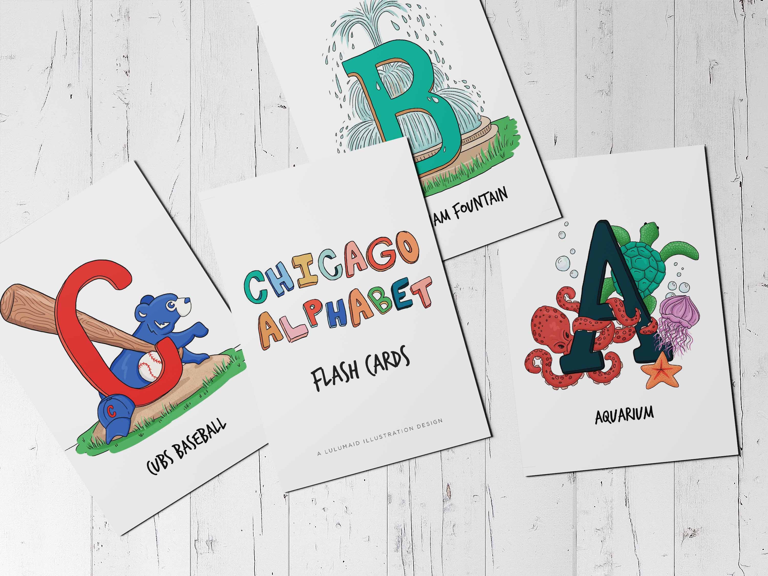Chicago Alphabet Illustrated Flash Cards - Etsy