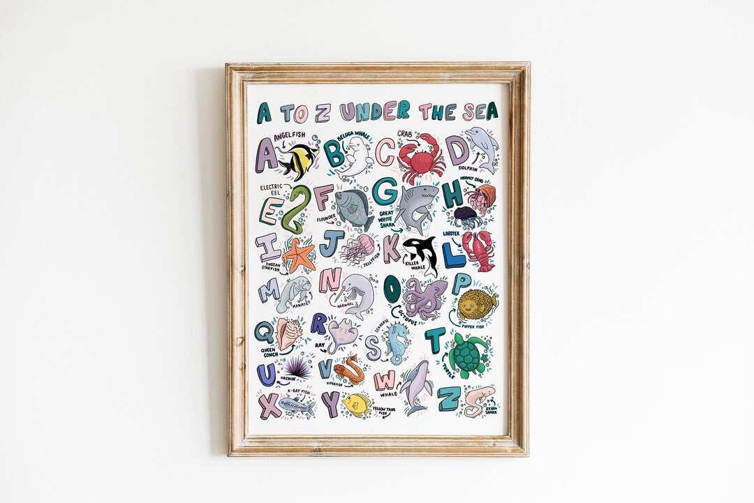 A to Z Under the Sea Alphabet Illustration Art Print - Etsy