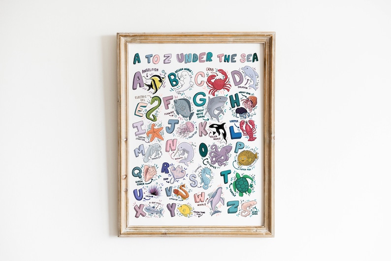 A to Z Under the Sea Alphabet Illustration Art Print - Etsy