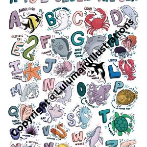 A to Z Under the Sea Alphabet Illustration Art Print - Etsy