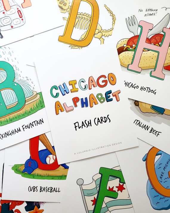 Chicago Alphabet Illustrated Flash Cards - Etsy