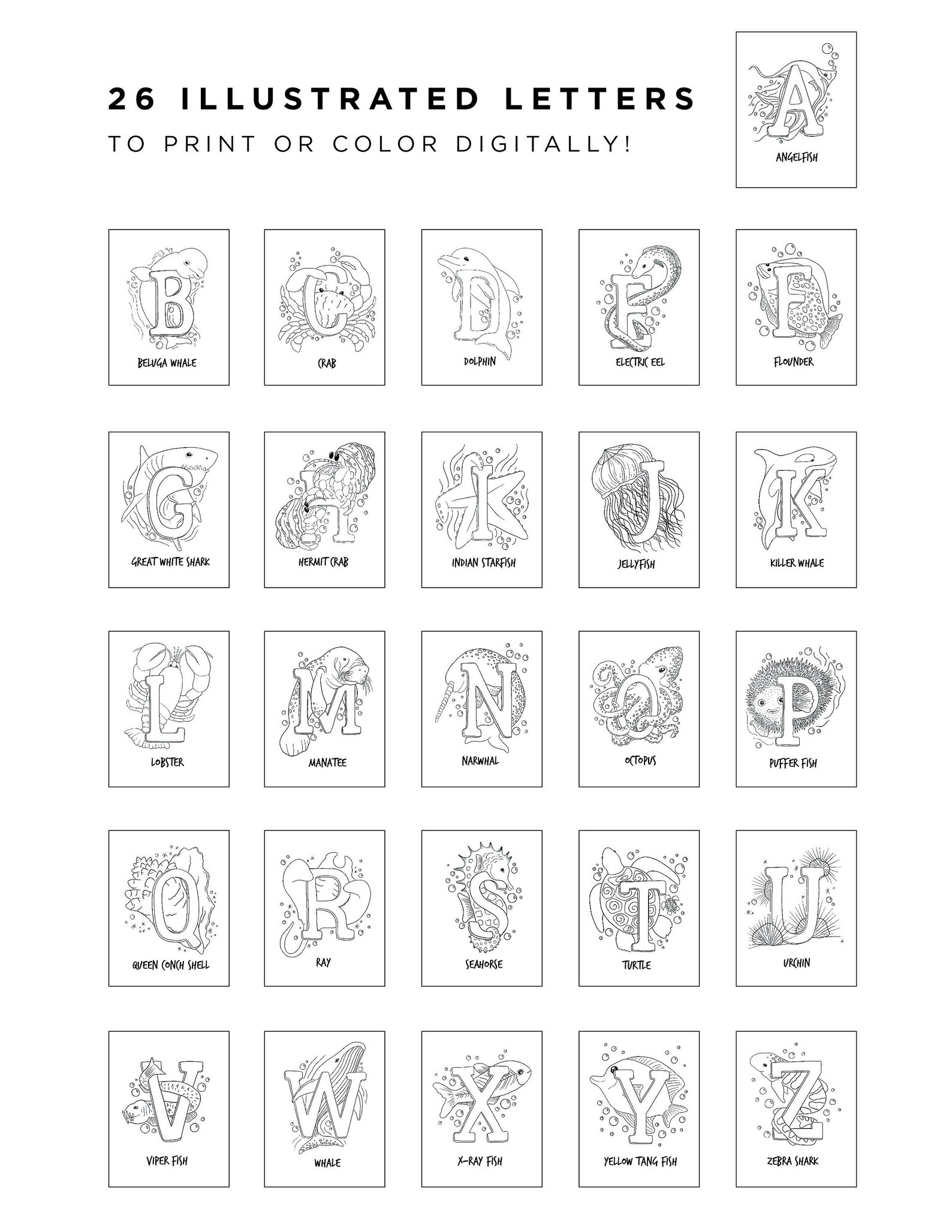 Digital Coloring Book: Chicago Alphabet Illustrated Coloring - Etsy