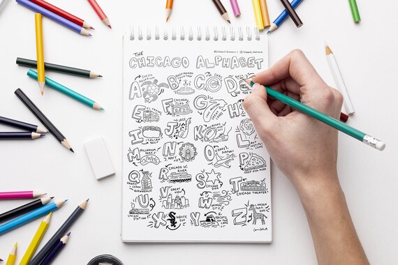 Digital Coloring Page: Chicago Alphabet - Etsy