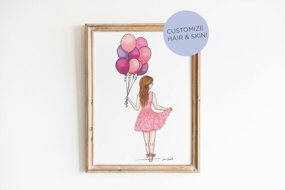 Pink Birthday Fashion Illustration Art - Etsy