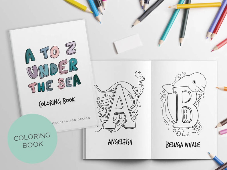 A to Z Under the Sea Alphabet Illustrated Coloring Book - Etsy