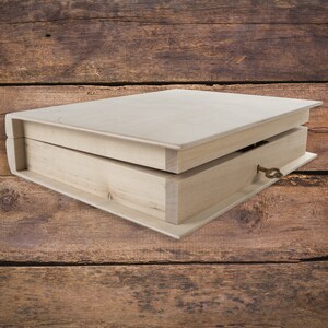 Wooden Book Shaped Lockable With Key Storage Box Trinket Keepsake ...