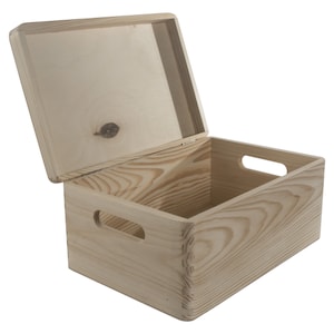 Unfinished Pine Box 30x20x14 Cm With Lid | Cut-out Handles Storage Box ...