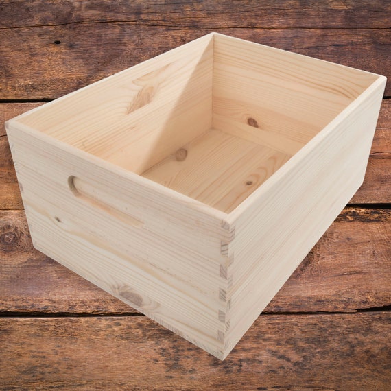 Large Plain Wooden Open Box 33x25x15 Cm Natural Pine Display Storage Decorative Crate Etsy UK