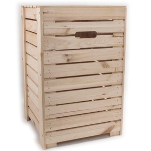 Plain Pinewood Wooden Laundry Bin Basket Storage Box Organiser | Square ...