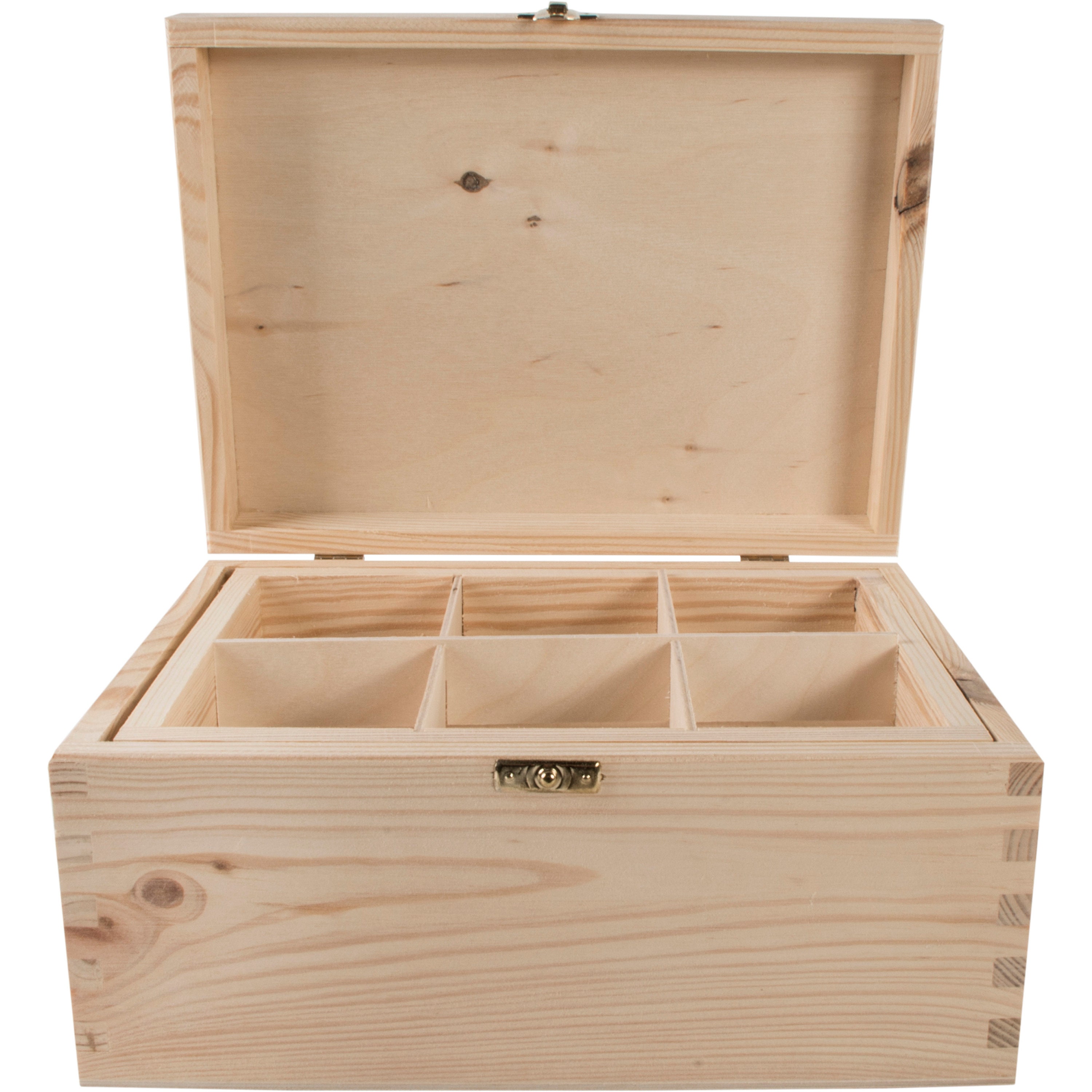 Wooden Trinket Box With Removable Divided Tray | 6 Compartments ...