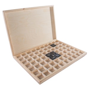 Gemstone Display Storage Case | 70 Sections Wooden Shallow Presentation ...