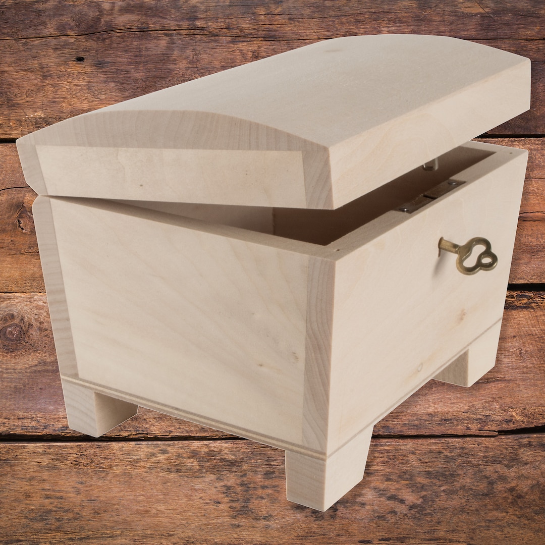 Small Wooden Treasure Box With Key Lock | 14 X 11 X 11.5 Cm | Trinket ...