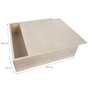 Unpainted Square Shallow Decorative Wooden Box With Sliding Lid 35.5 X ...