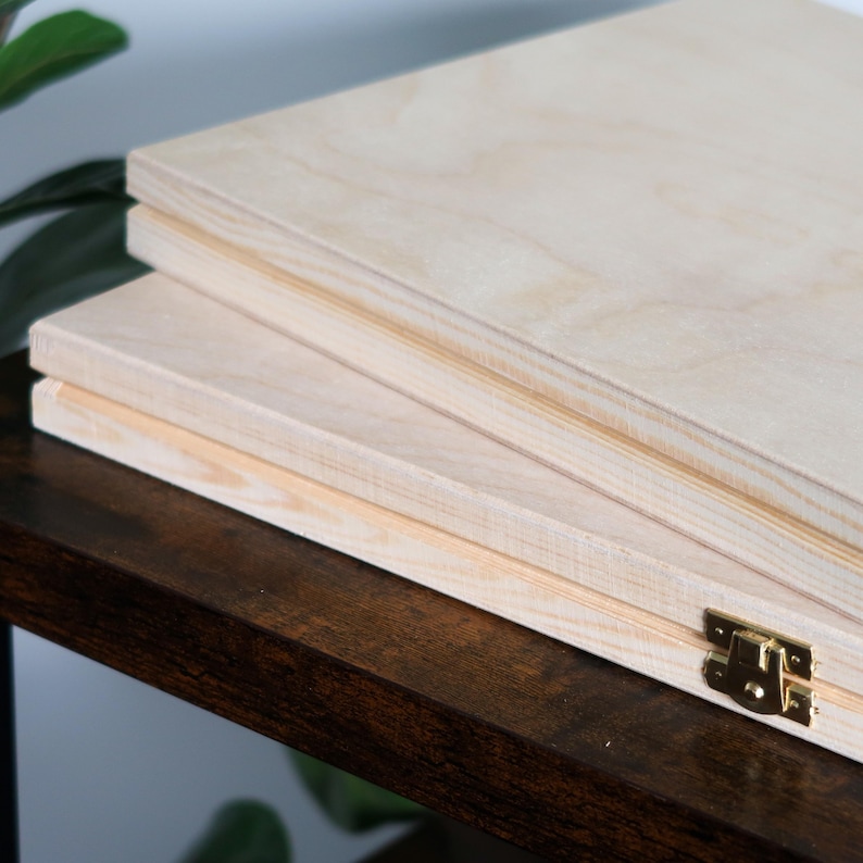 Large Shallow Wooden Storage Box With Hinged Lid Clasp Documents ...