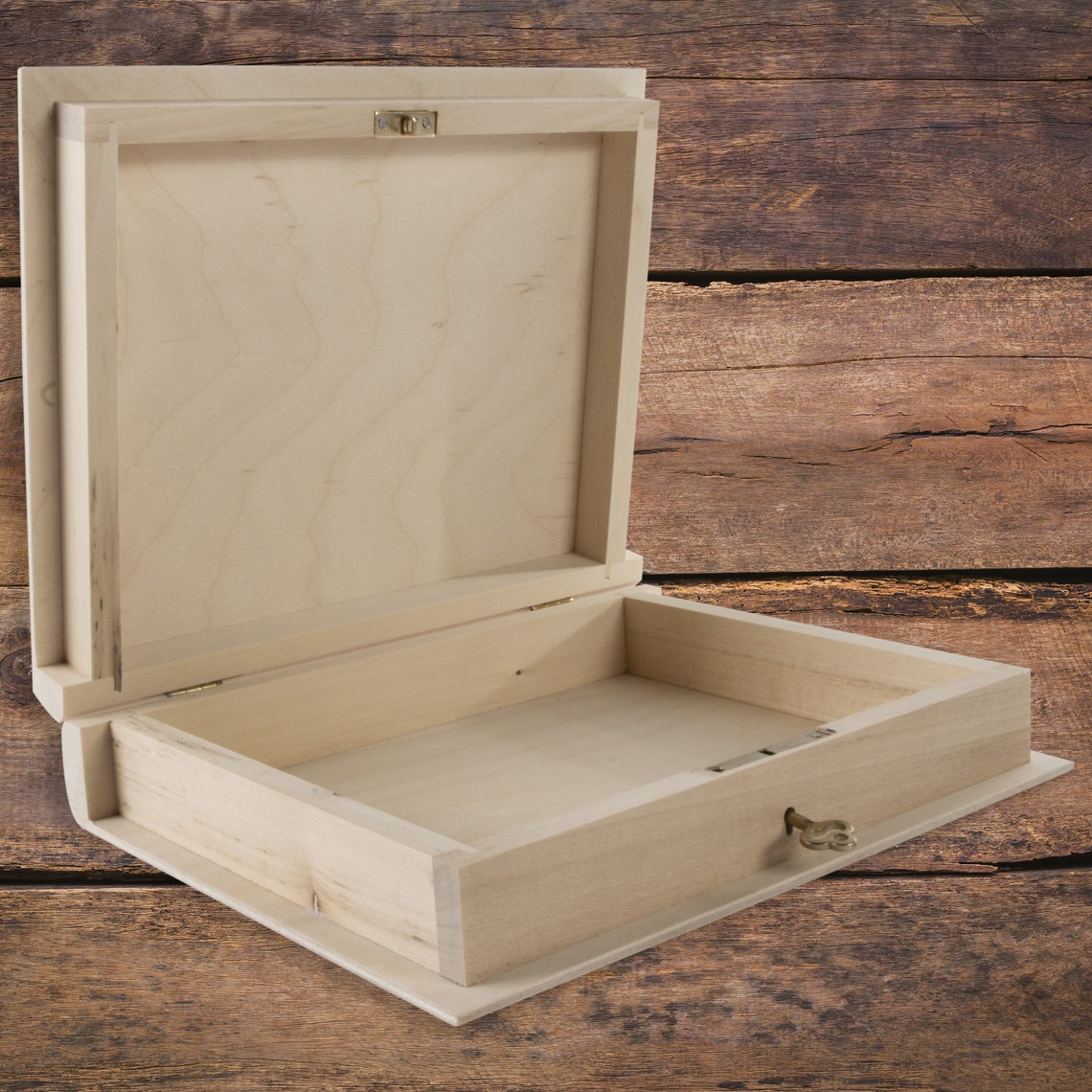Wooden Book Shaped Lockable With Key Storage Box Trinket - Etsy UK