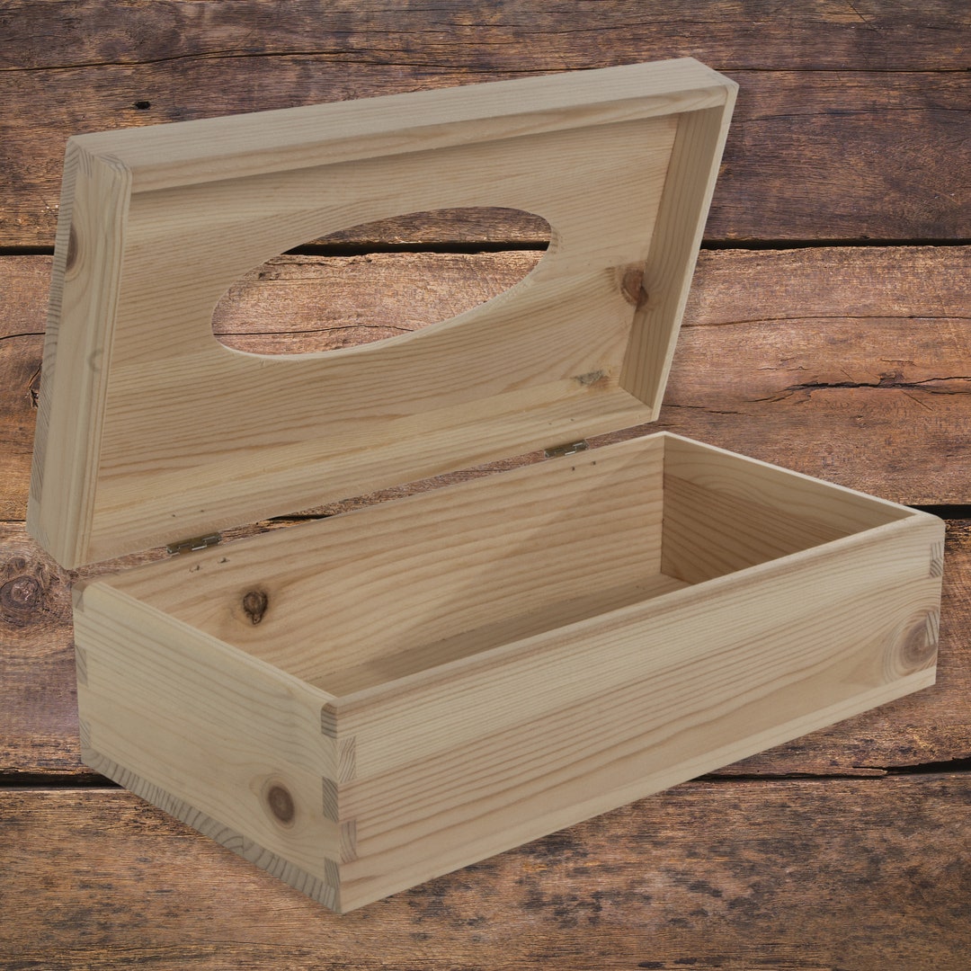 Wooden Tissue Box | Real Pine | Rectangle Napkin Holder | Plain Wood ...