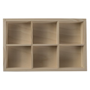 Wooden Display Box | 6-section Small Items Ornaments Organiser Trinket ...