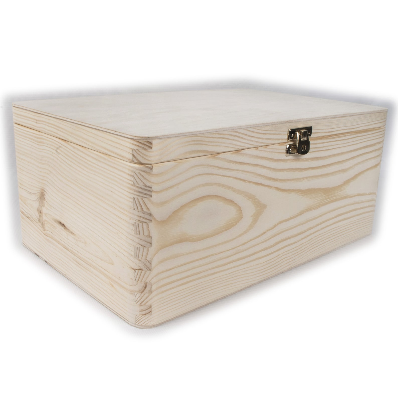 Unfinished Pine Box 30x20x14 Cm | Wooden Storage Chest With Lid & Clasp ...