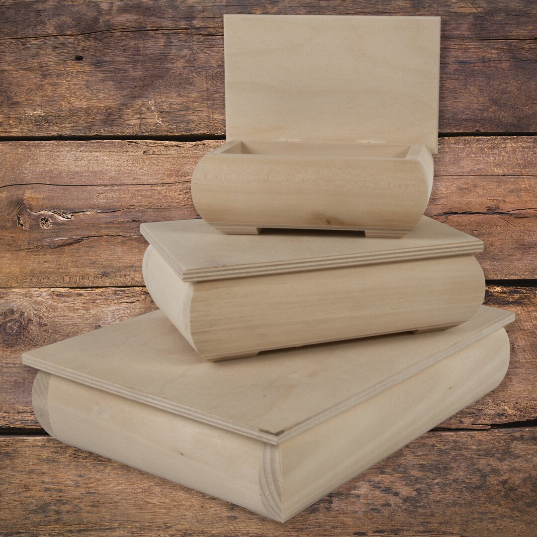 Traditional Style Blank Wooden Boxes | Choice of Sizes | Hinged Lid ...