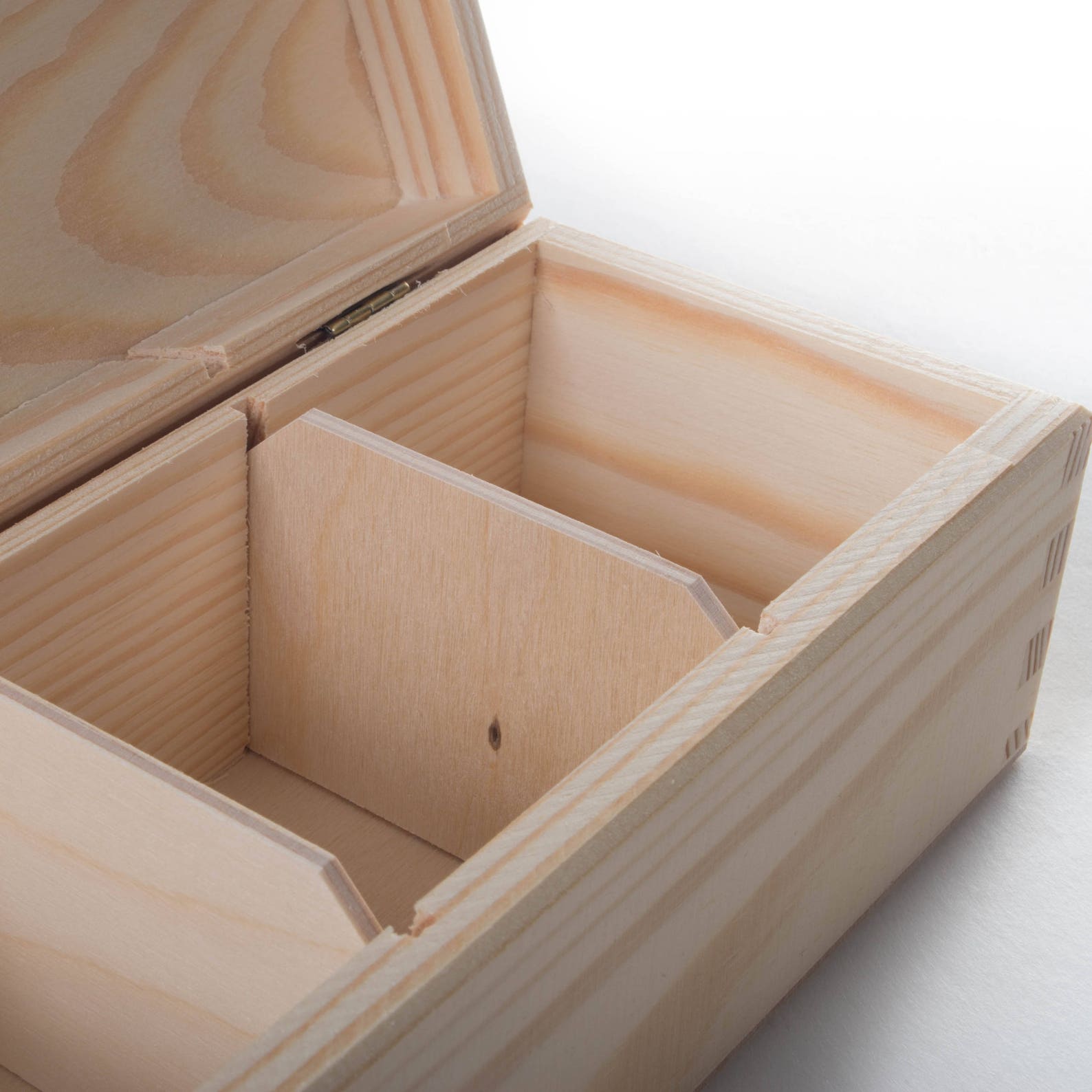 Plain Wooden Small Storage Box With Hinged Lid/3 Compartments - Etsy UK