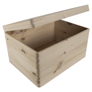 Large Deep Pine Lidded Storage Box | 39.5 X 29.5 X 23 Cm | Plain ...