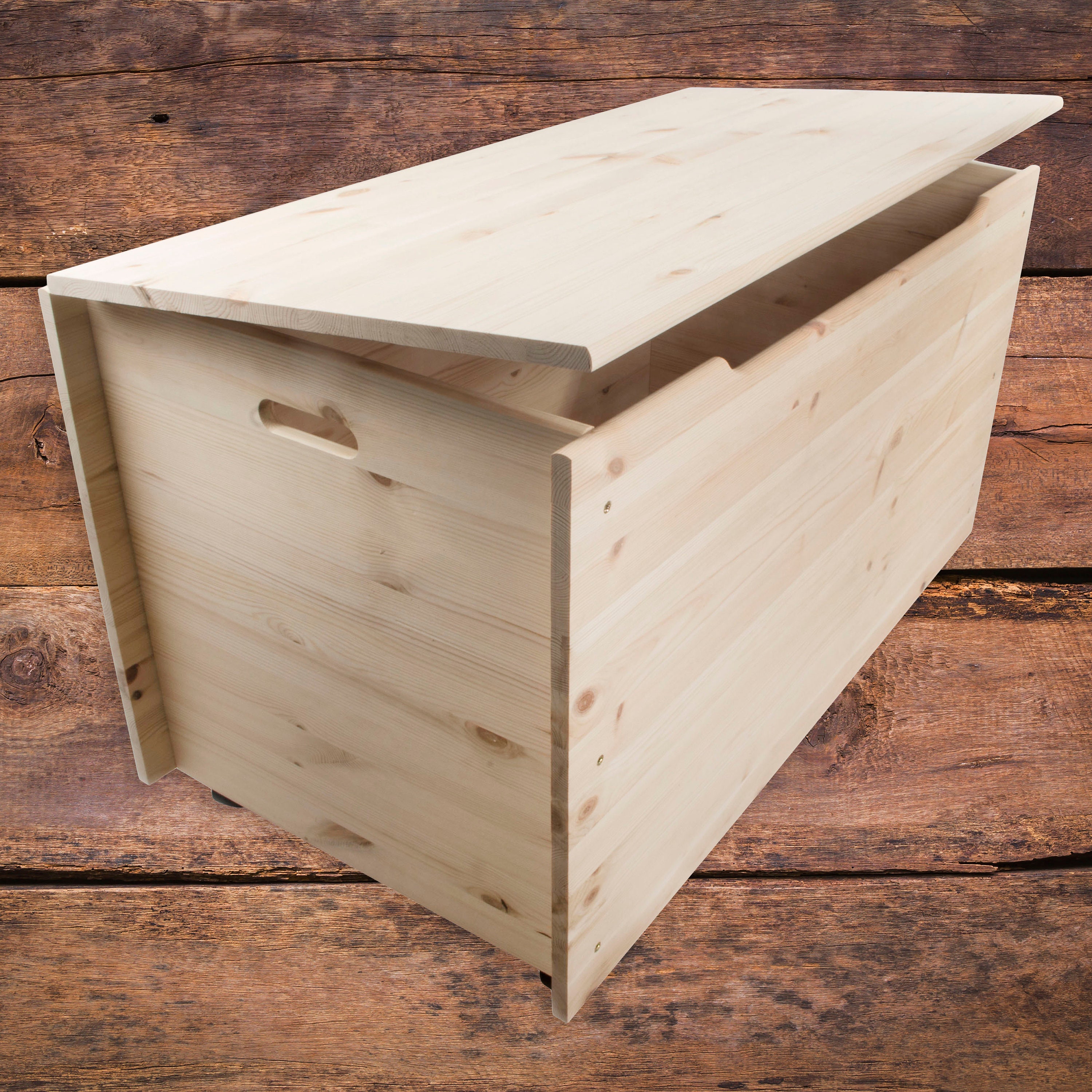 Extra Large Wooden Decorative Storage Chest Bedding Trunk With Hinged ...