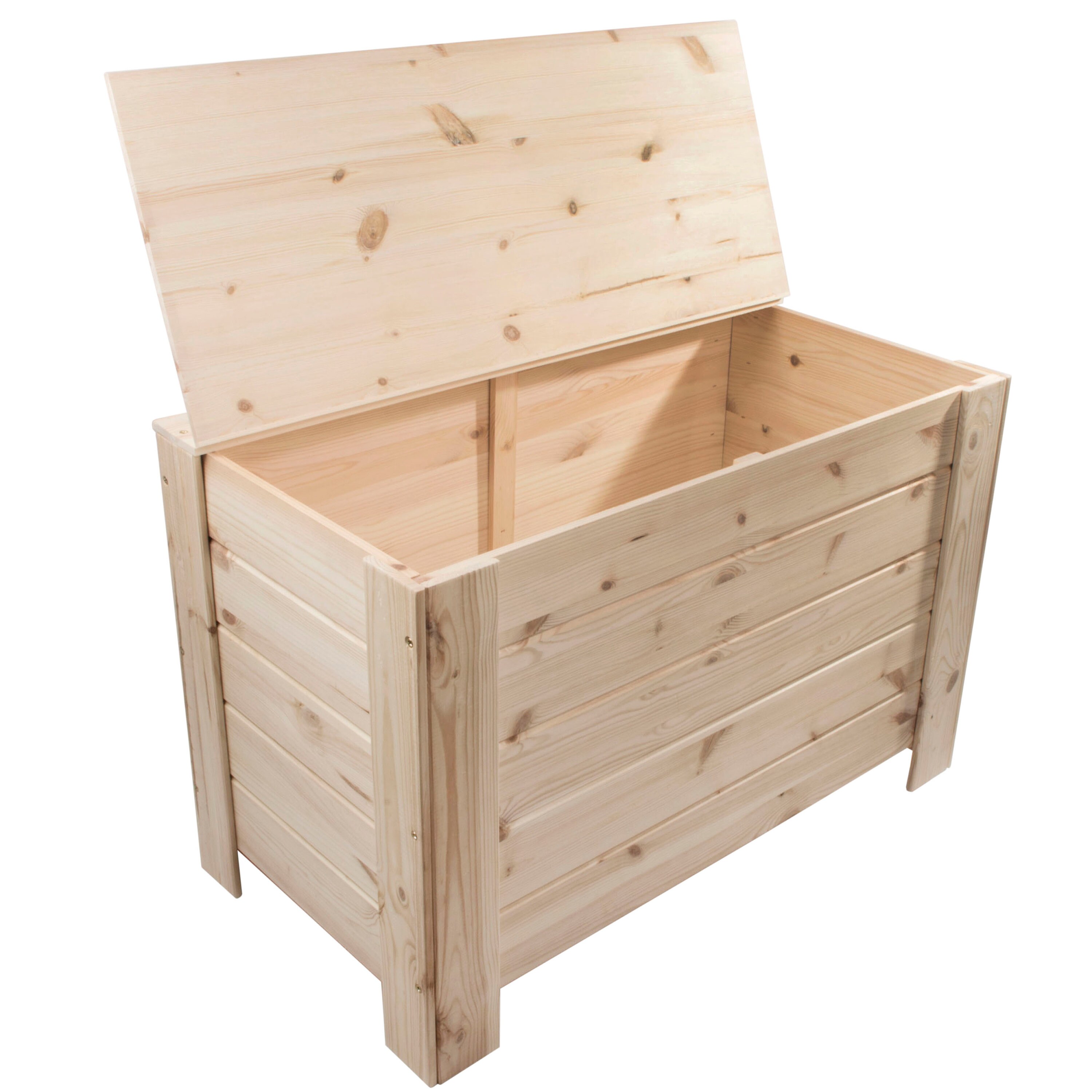 Large Wooden Decorative Storage Chest Bedding Trunk With Hinged Lid ...